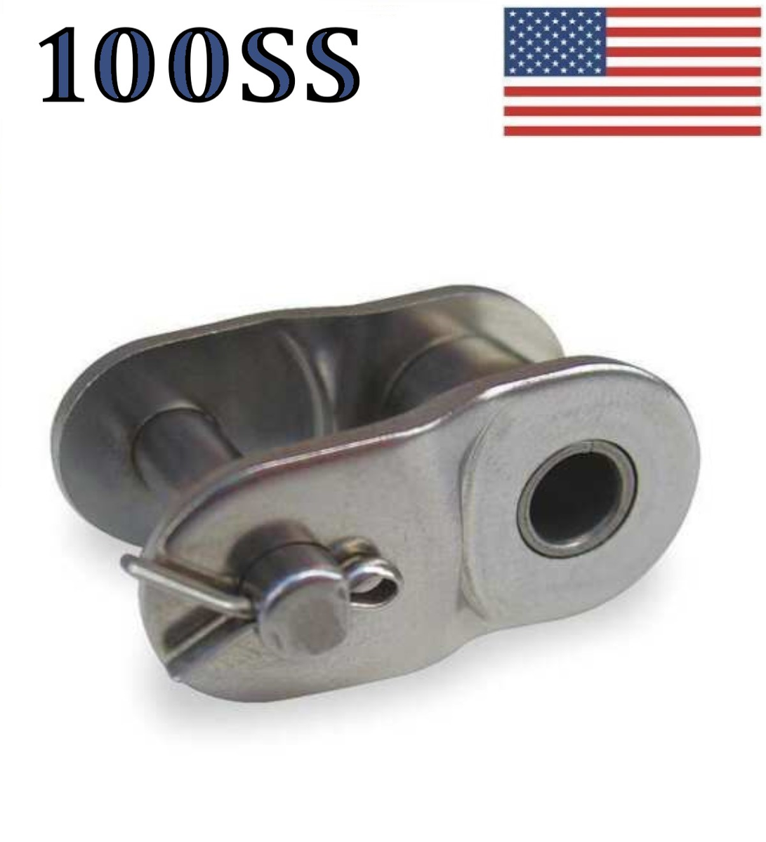 #100SS Stainless Steel Roller Chain Offset Link (Pack of 2) 1 1/4" Pit ...