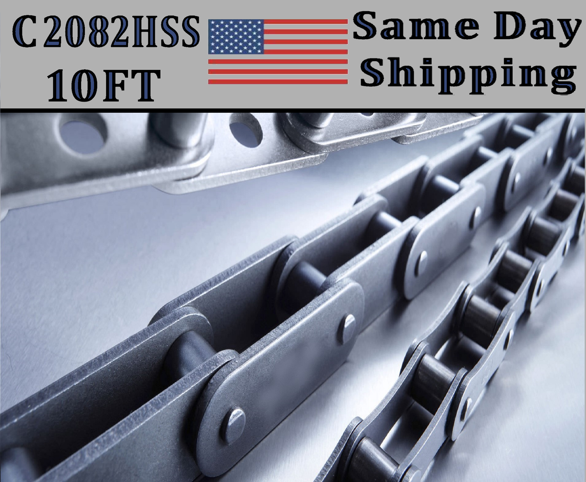 C2080HSS Stainless Heavy Duty Conveyor Roller Chain 10 FT Feet With Ma ...